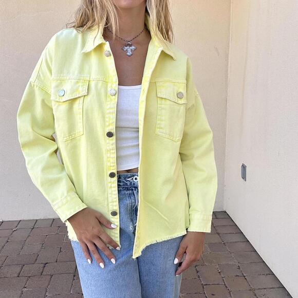 Jackets & Coats | Yellow Denim Neon Jean Jacket | Poshmark